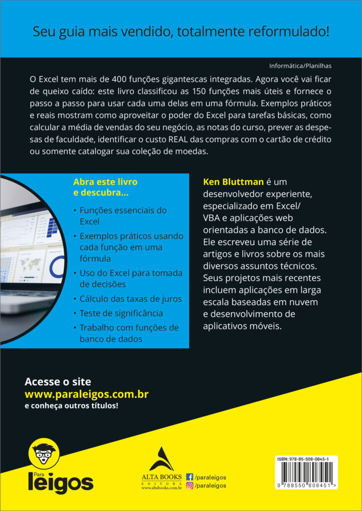 Excel Fórmulas e Funções Para Leigos – Editora Alta Books